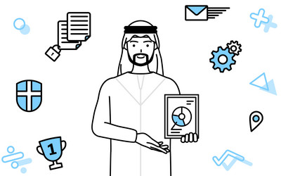 Image of dx muslim man using digital technology Vector Image