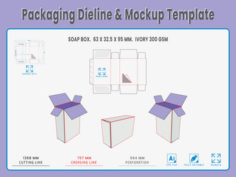 Packaging dieline and mockup template Royalty Free Vector