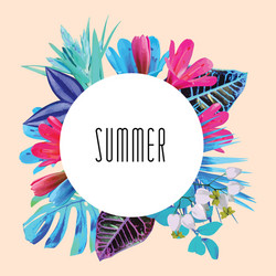 Tropical summer round frame design Royalty Free Vector Image