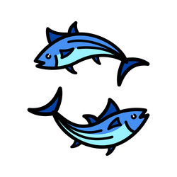 Skipjack tuna neon glow icon Royalty Free Vector Image