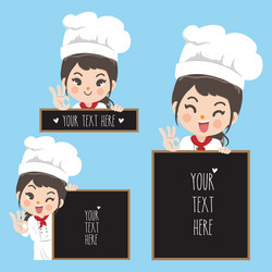 Chef menu cute girl Royalty Free Vector Image - VectorStock