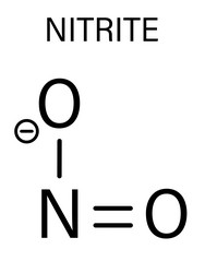 Nitrite anion chemical structure skeletal formula Vector Image