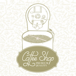 Coffee bean roaster machine drawing Royalty Free Vector