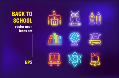 School building neon sign Royalty Free Vector Image