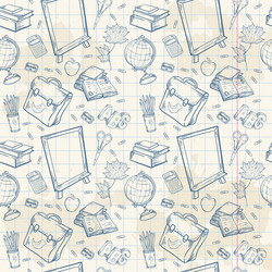 School supplies and accessories seamless pattern Vector Image