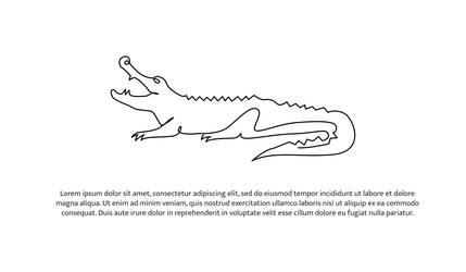 Crocodile line design simple animal silhouette Vector Image