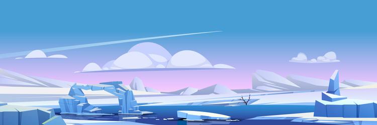 Winter snow landscape background minimal flat Vector Image