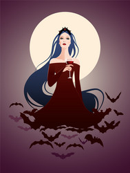 Outlined vampire queen cartoon character Vector Image