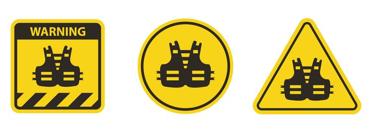 Ppe iconwearing a life jacket for safety symbol Vector Image