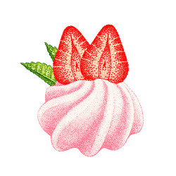 Set pink meringue marshmallow zefir Royalty Free Vector