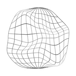 Deflated globe icon distorted wireframe of earth Vector Image