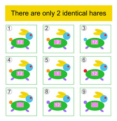 Find two identical frogs logic game for children Vector Image