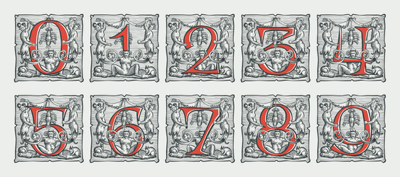 3 logo number three medieval dropcap devil Vector Image