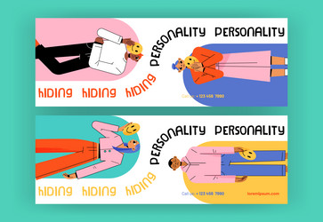 Hiding personality landing people disguise faces Vector Image