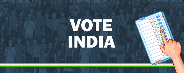 Indian people hand with voting sign showing Vector Image