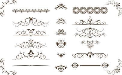 Page dividers set decorative elements Royalty Free Vector