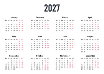 2027 Calendar Vector Images (over 570)