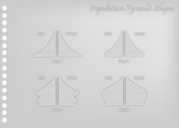 Paper art of four stages population pyramids Vector Image