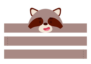 Printable raccoon paper hat party crown die cut Vector Image