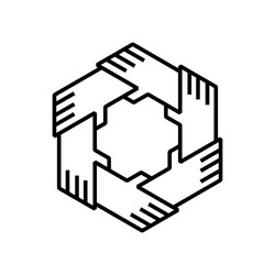 Six hands holding each other team work unity Vector Image
