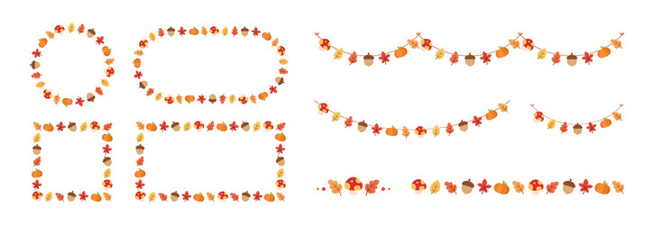 Autumn frames and borders hanging garlands design Vector Image