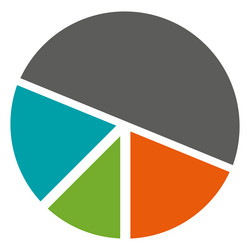 4 parts piechart with icons Royalty Free Vector Image