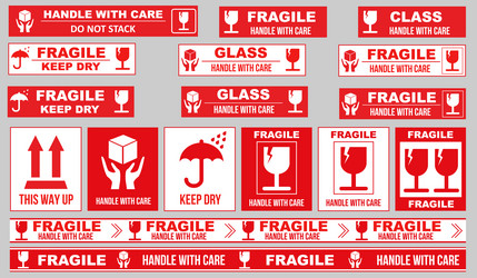 Common packaging warning symbol set red white Vector Image