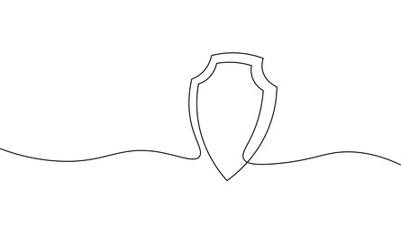 Cyber safety shield one line art continuous Vector Image
