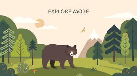 Bear in the strange forest Royalty Free Vector Image