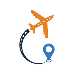 Flight route location icon Royalty Free Vector Image