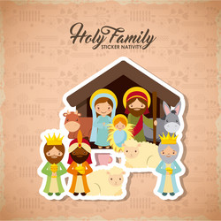 Scene nativity christ and adoration Royalty Free Vector