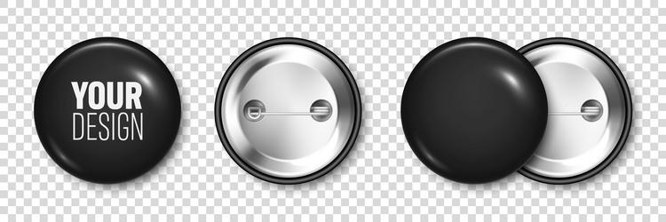 Round badge mockup realistic metal labels design Vector Image