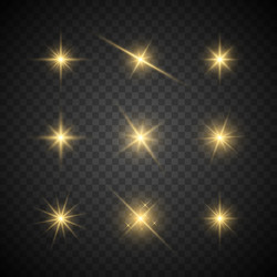 Gold color shining star collection Royalty Free Vector Image