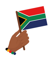 Hand with south africa flag Royalty Free Vector Image