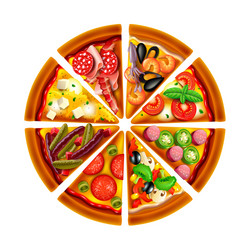 Pizza ingredients constructor top view Royalty Free Vector
