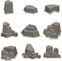 Set of rocks and stones grey Royalty Free Vector Image