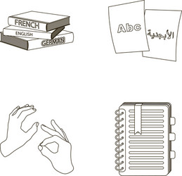 A pile of books in different languages sheets Vector Image