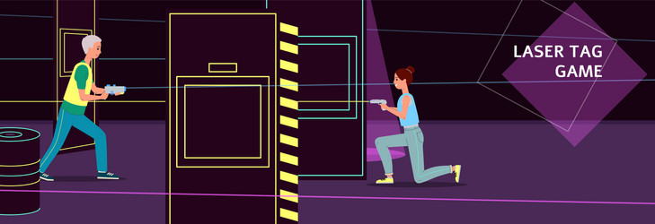 Cartoon man in laser tag uniform holding toy gun Vector Image