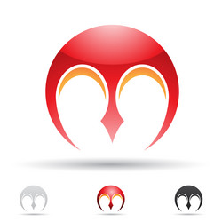 Orange and red abstract glossy logo icon of Vector Image