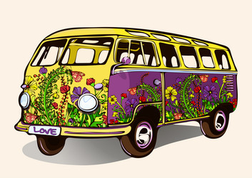 Vintage car retro cartoon yellow cars Royalty Free Vector