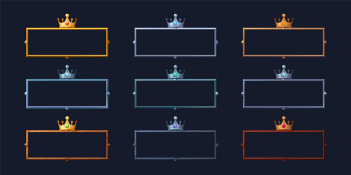 Game avatar frames with feathers and crown Vector Image