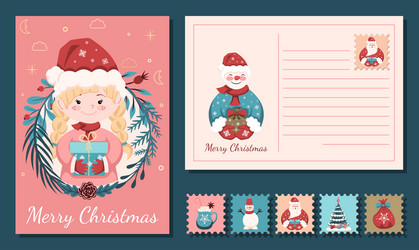 Christmas card design on the front side Royalty Free Vector