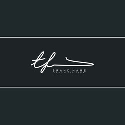 Handwritten signature logo for initial letter tf Vector Image