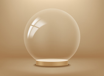 Transparent glass sphere on golden background 3d Vector Image