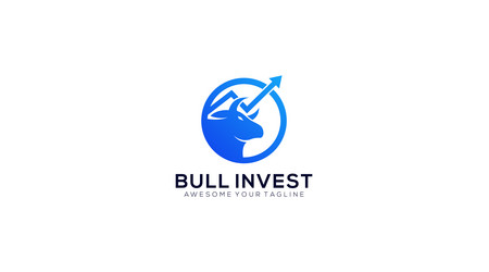 Financial bull logo design vintage Royalty Free Vector Image