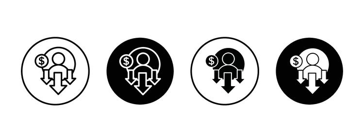 Reduce labor costs icon set low labour wage Vector Image