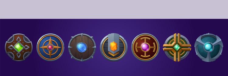 Round warrior shield in cartoon style for rpg Vector Image