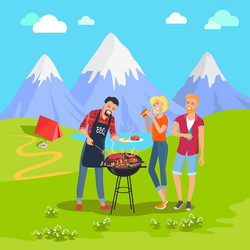 Isometric barbecue flowchart Royalty Free Vector Image