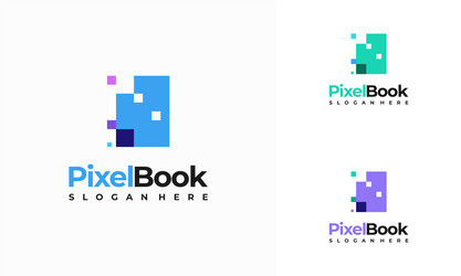 Online education logo template pixel book Vector Image