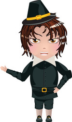 Cute pilgrim with spade Royalty Free Vector Image